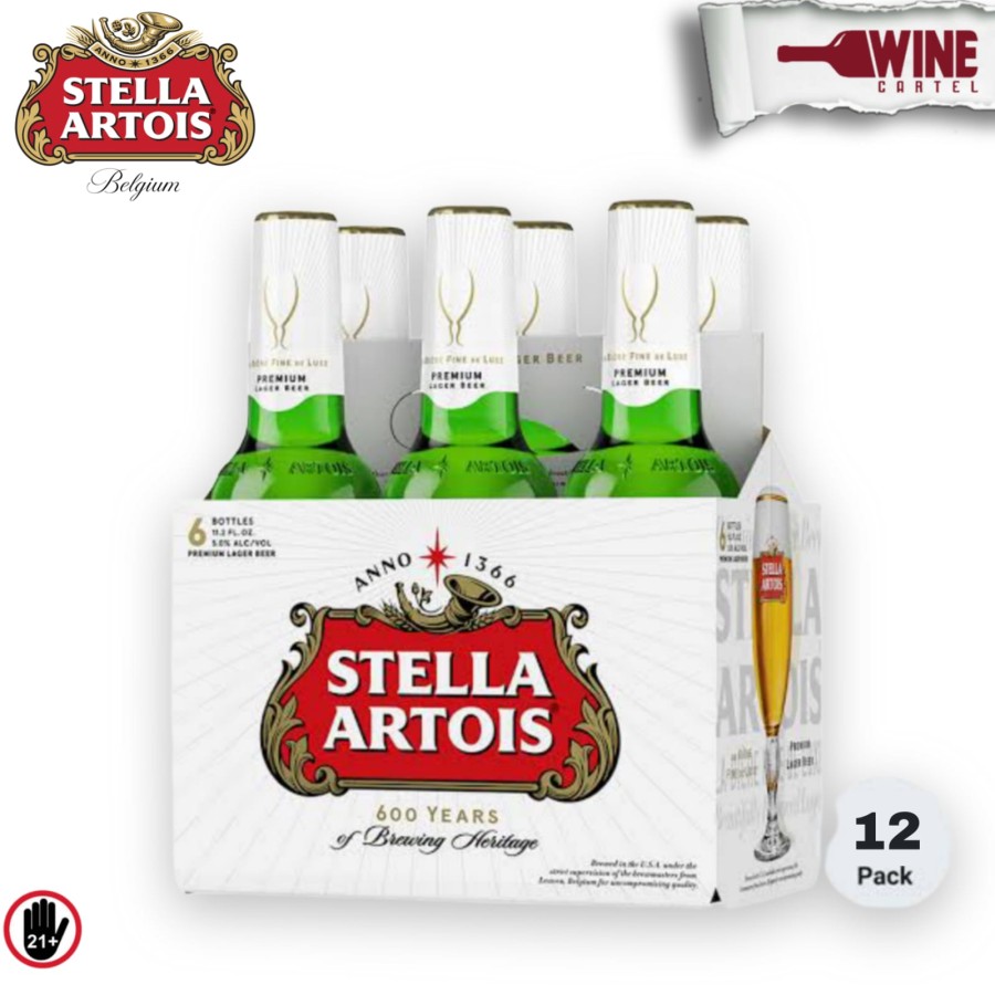 BIR Stella Artois Premium Lager Beer Bottle Original 330ml x 12 Botol ...