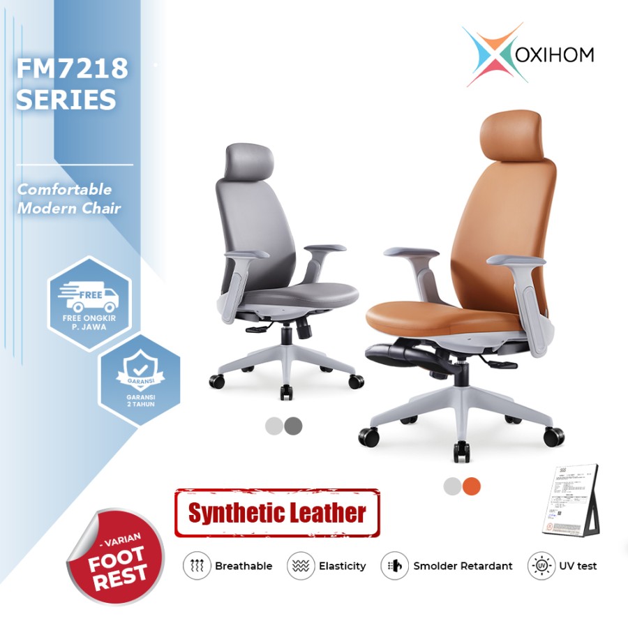 Diskon 10% Oxihom FM7218 Kursi Gaming Kursi Kantor dengan Foot Rest dan ...