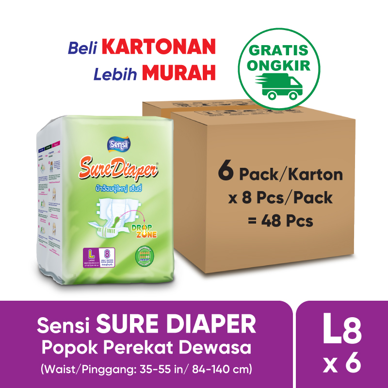 PAKET 6 SURE DIAPER L8x6 | Sensi Indonesia Official Online Shop