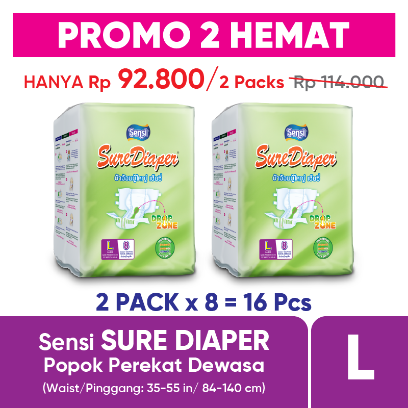SENSI SURE DIAPER L8 TWIN PACK - POPOK DEWASA | Sensi Indonesia ...