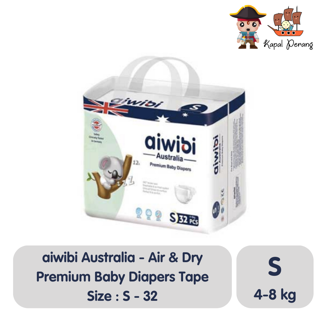 aiwibi Australia Premium Baby Diapers Tape S32 | Raja niaga nusantara