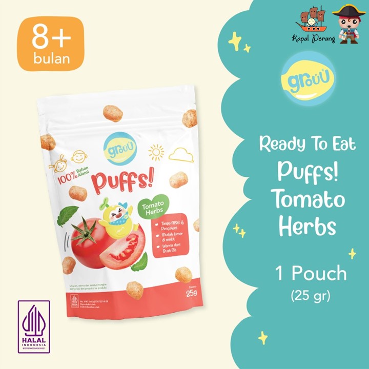 Grouu Puffs Tomato Herbs 25 gram | Raja niaga nusantara